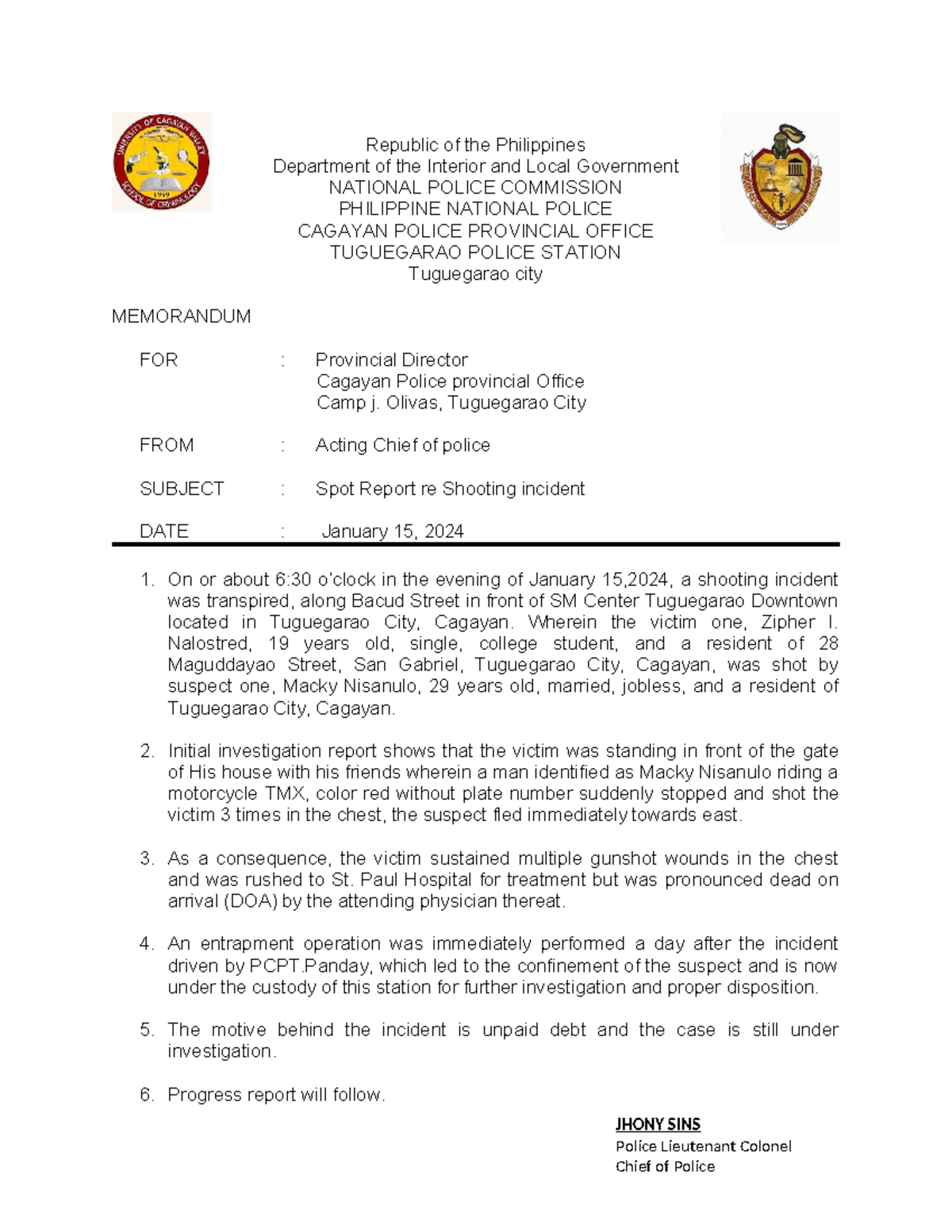 SPOT report - Republic of the Philippines Department of the Interior ...