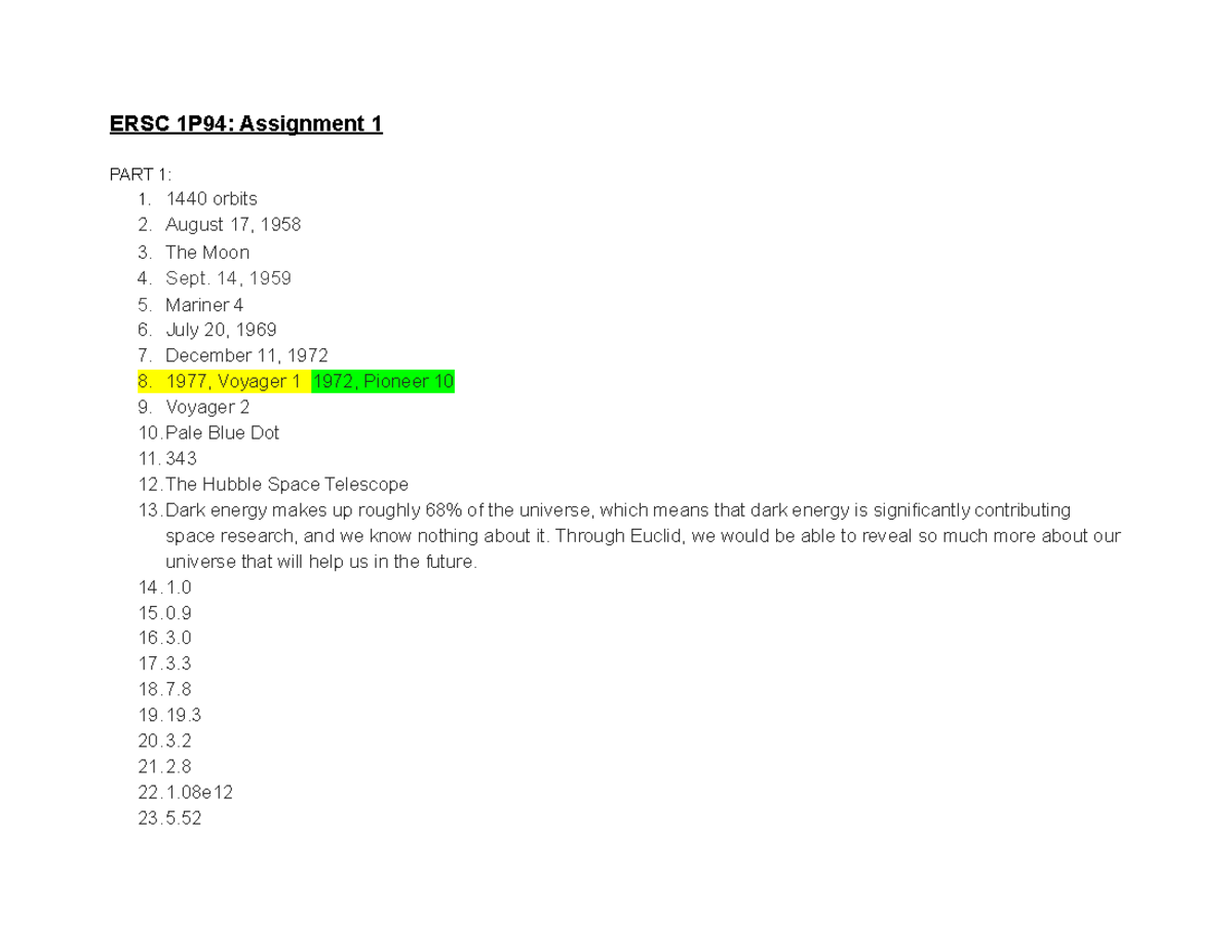 ERSC 1p94 Assigment 1 - assignment 1 answers for ersc 1p94 - ERSC 1P94 ...