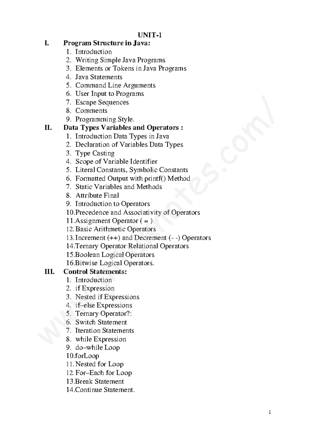 Unit 1java Unit I Program Structure In Java 1 Introduction 2 3460