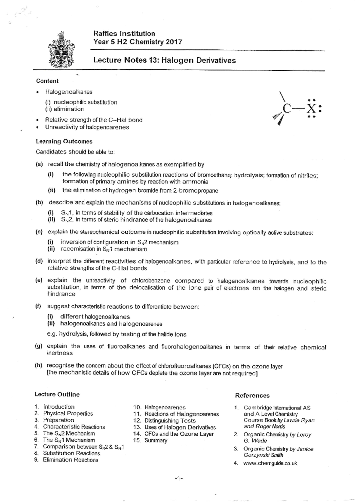 Lecture Notes 13 - Halogen Derivatives - biochemistry - Studocu