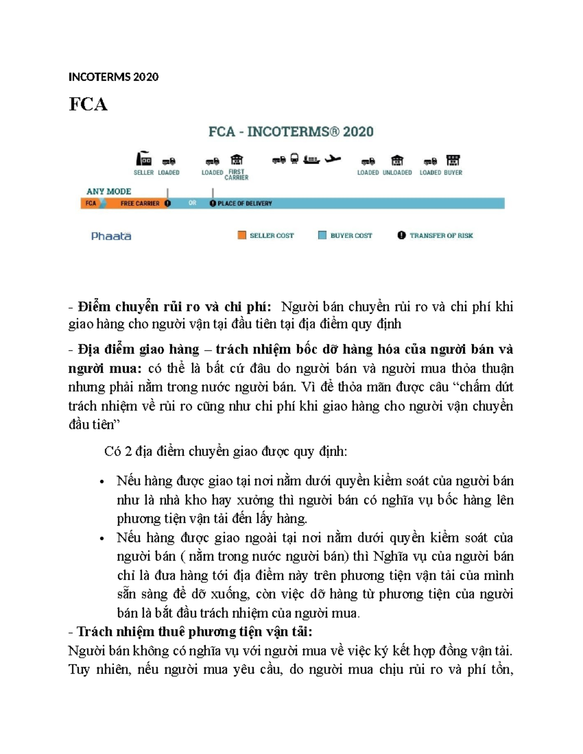 Nhóm 1- FCA FOB CIF DPU - điều khoản incorterms - INCOTERMS 2020 FCA ...