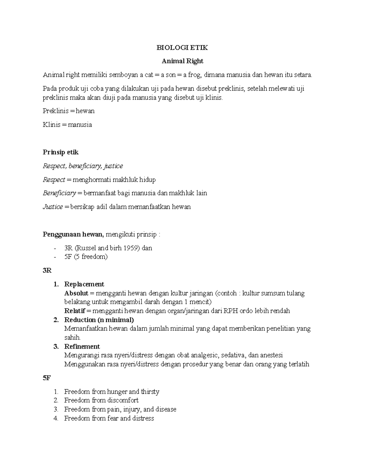 bioetik hewan animal right - BIOLOGI ETIK Animal Right Animal right ...