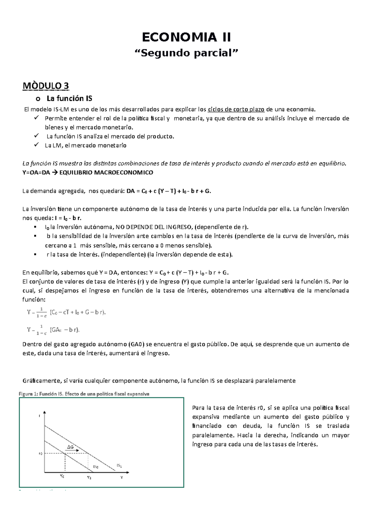 Economia II - Parcial 2 - ECONOMIA II “Segundo parcial” MÒDULO 3 o La ...