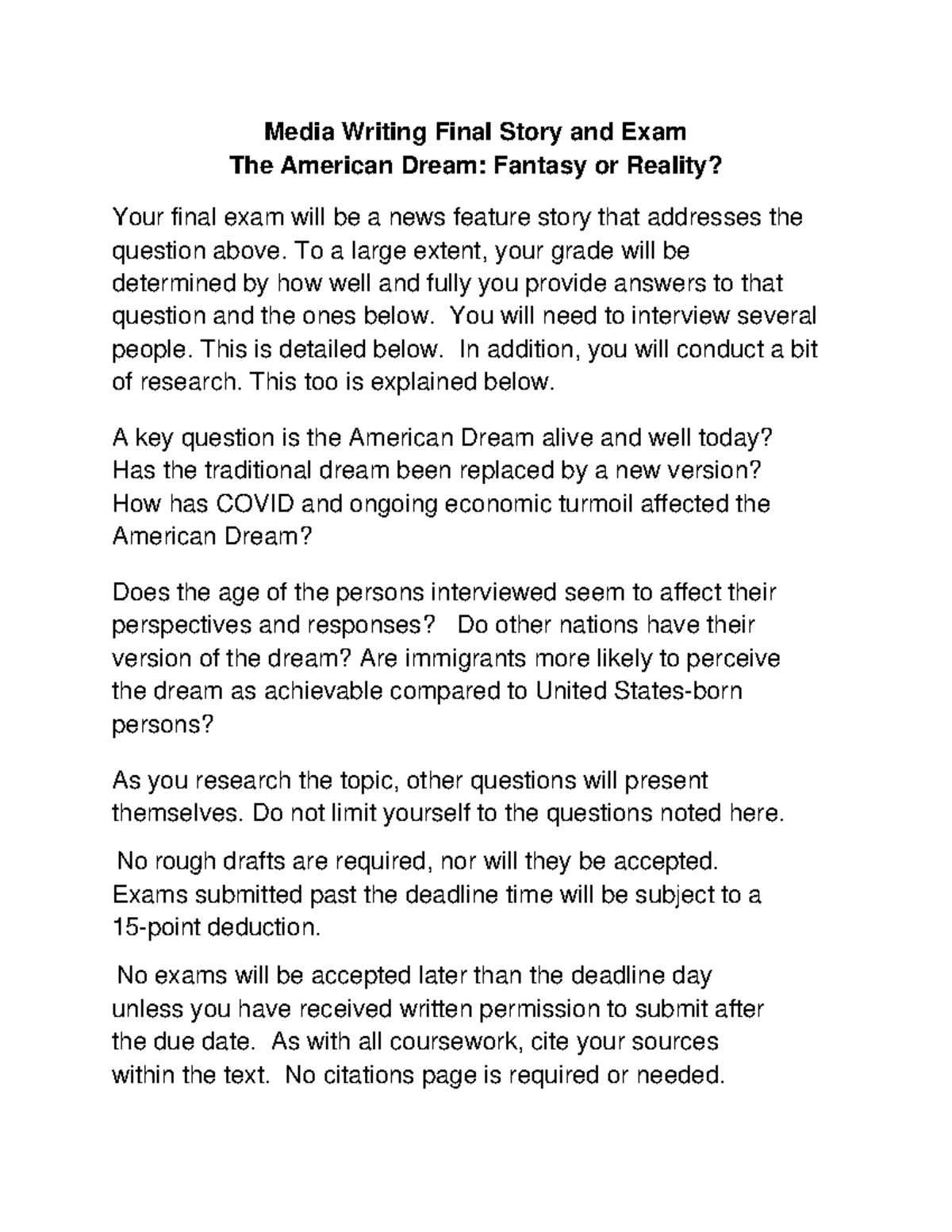 Media Writing Final Story Exam 2022 V2 - Media Writing Final Story and ...