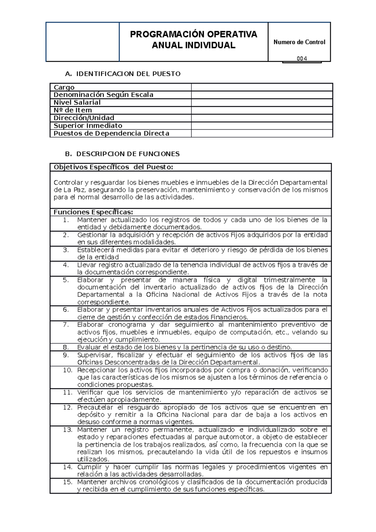 Formulario POAI 2020 Activos Fijos - PROGRAMACIÓN OPERATIVA ANUAL ...