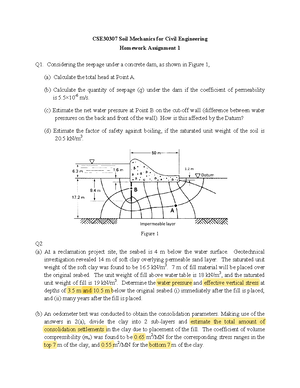 Homework 1 (solutions) - CSE30307 Soil Mechanics for Civil Engineering ...