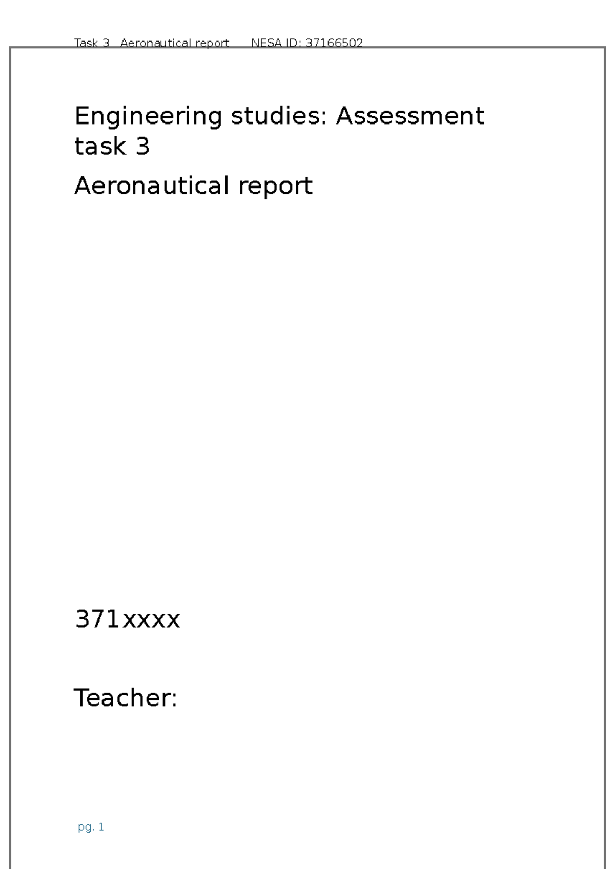 Aeronautical Report - Good referencing. - Engineering studies: Assessment task 3 Aeronautical ...