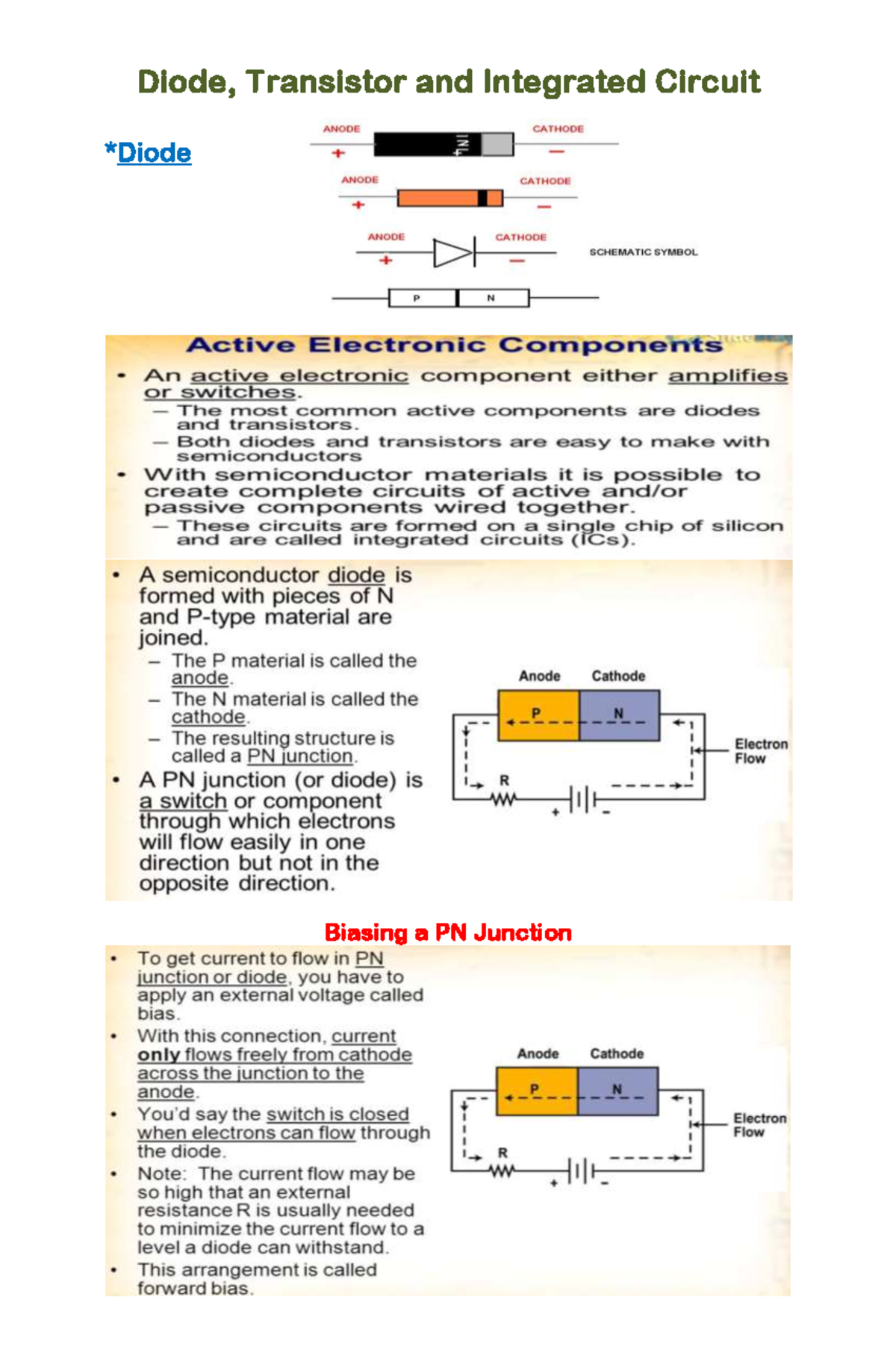 Diode, Transistor and Integrated Circuit - Special Education - Diode ...
