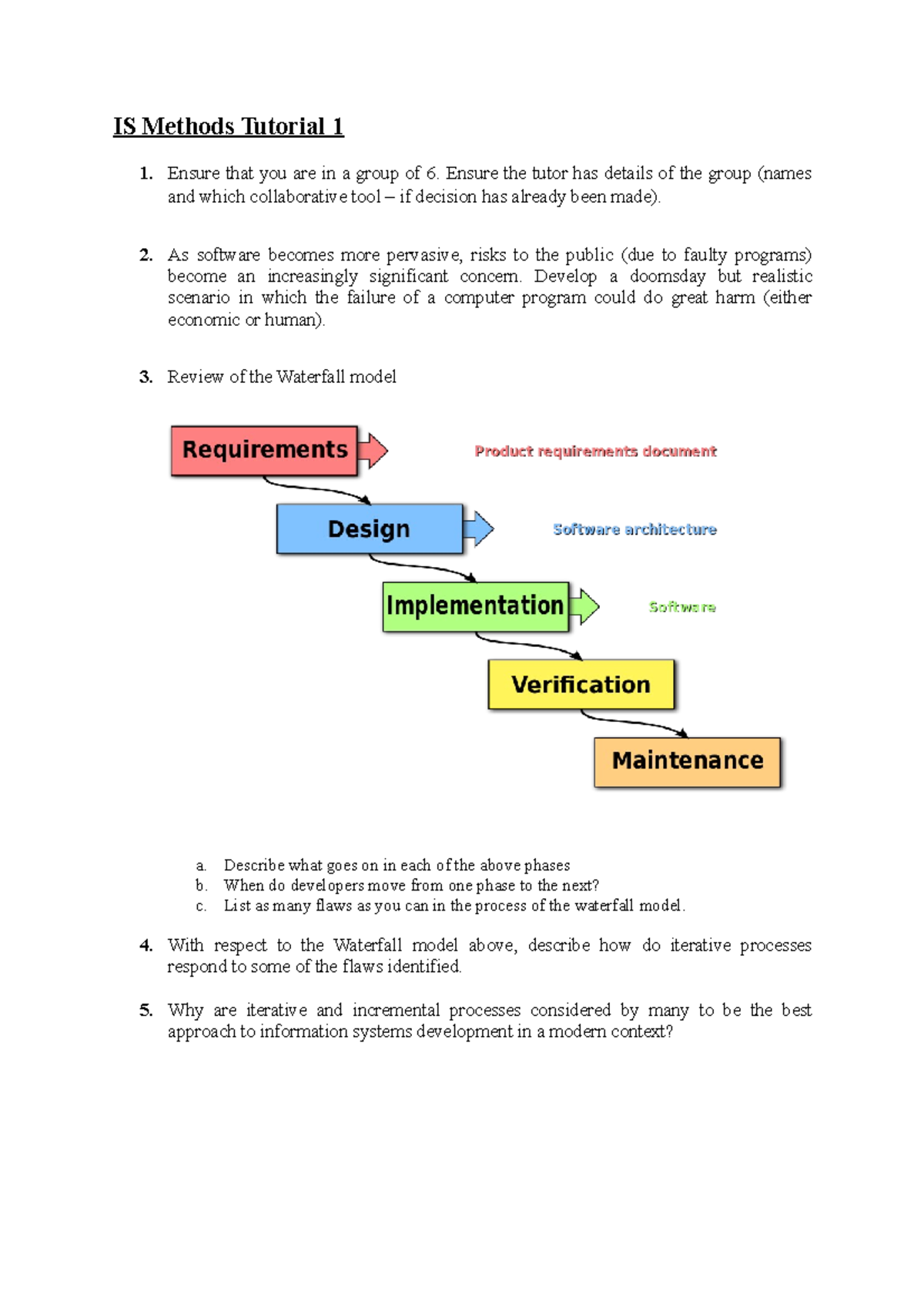 Tute 1 2022 - ISDM tutorial 1 group activity - IS Methods Tutorial 1 1 ...