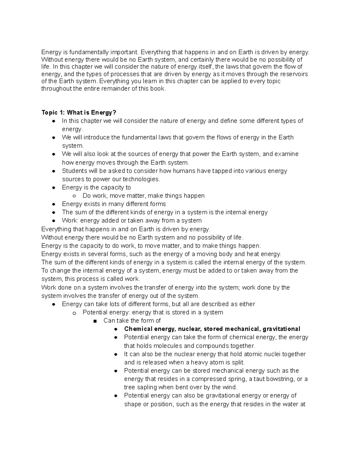 Chapter 2 Energy - lecture notes - Energy is fundamentally important ...