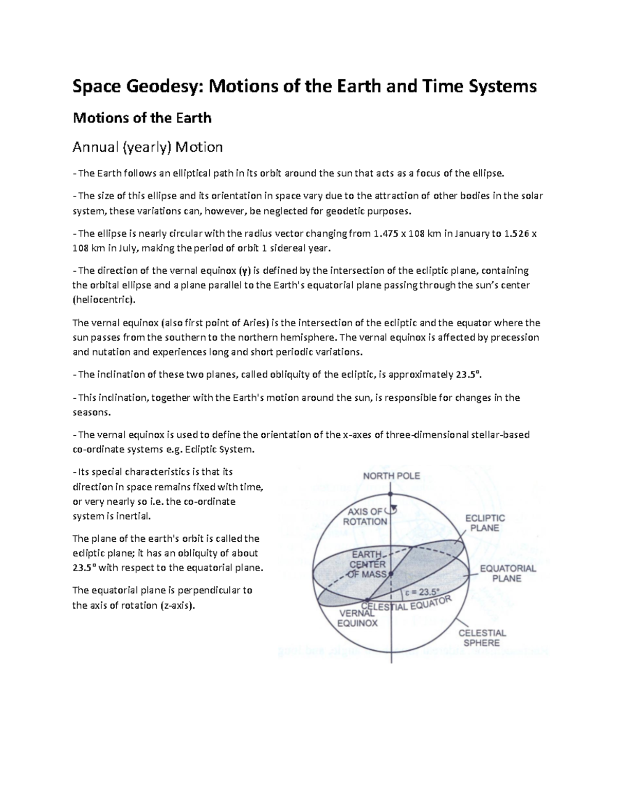 Space Geodesy - NOTES - Space Geodesy: Motions of the Earth and Time ...
