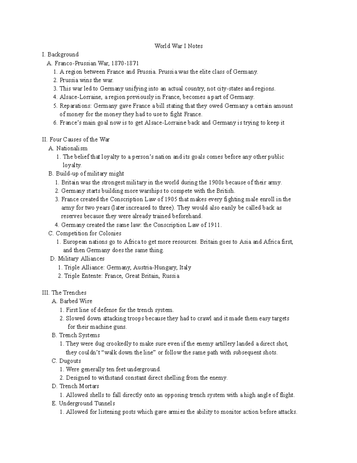 War I Notes - Background A. Franco-Prussian War, 1870- A region between ...