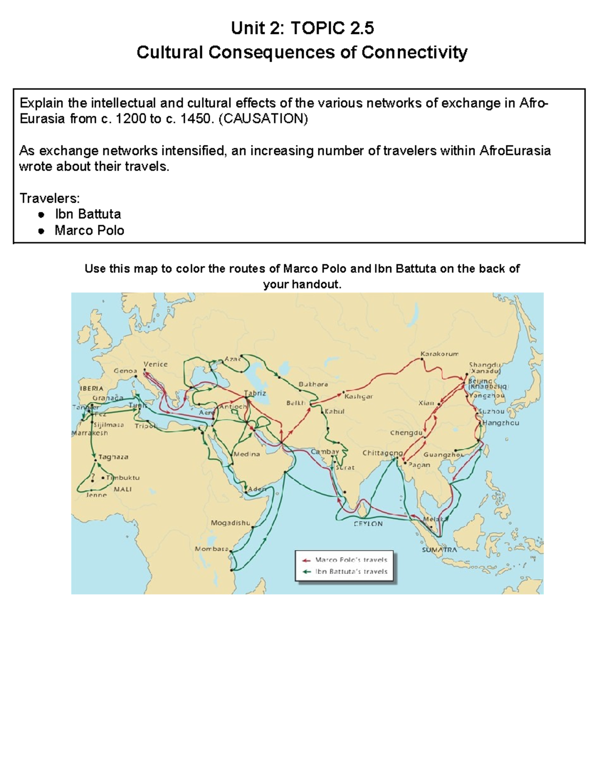 Unit 2 Marco Polo Primary Source Analysis - Unit 2: TOPIC 2. Cultural ...