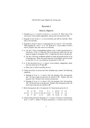 Linear Equation 1 - NIL - SC1004/CZ1104 Linear Algebra for Computing Tutorial 1 Systems of ...