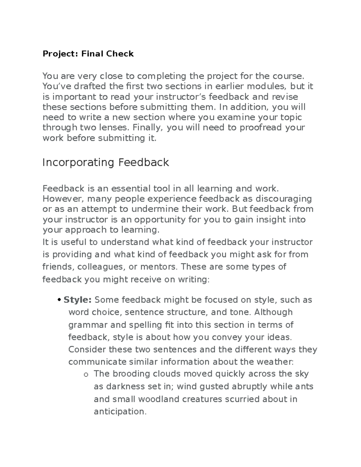 Snhu liberal - work - Project: Final Check You are very close to ...