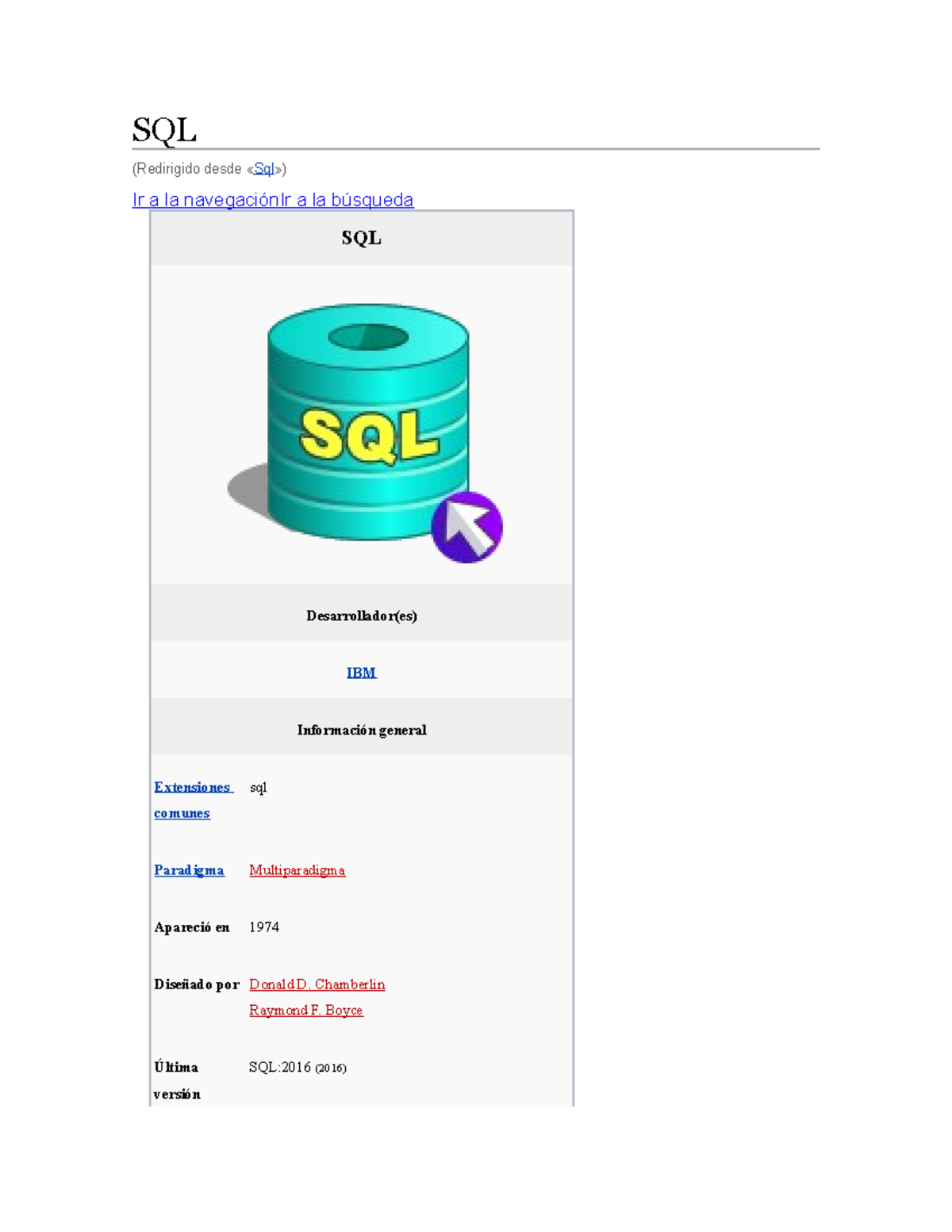 Historia de SQL y sus características - SQL (Redirigido desde «Sql») Ir ...