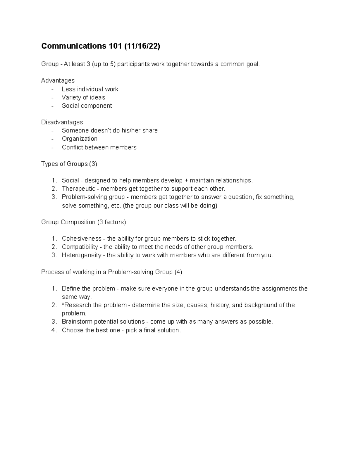 Communications 101 - 11.16.22 - Communications 101 (11/16/22) Group ...