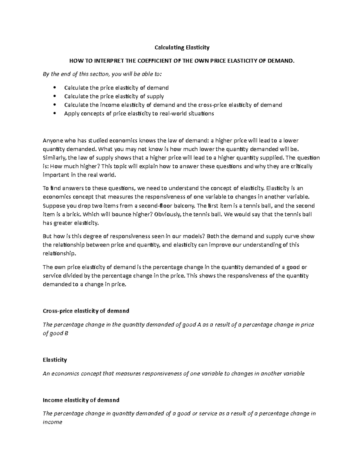 Calculating Elasticity in Economics - Calculating Elasticity HOW TO ...