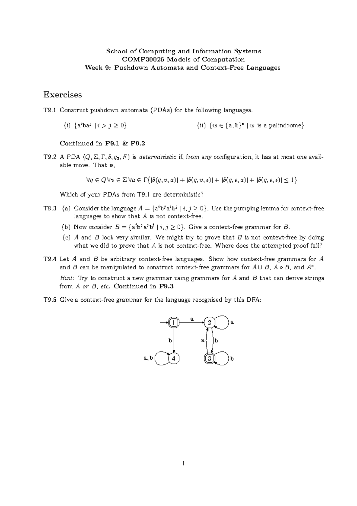 Tutorial 09 - tute questions - School of Computing and Information ...