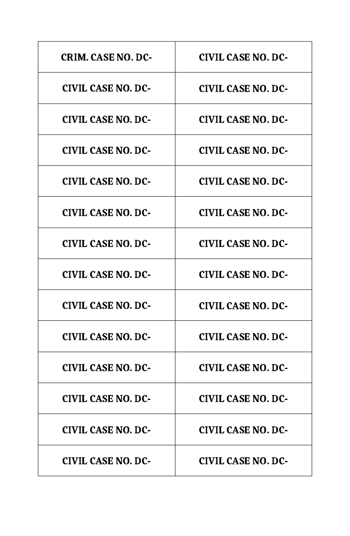 TAGS - CRIM. CASE NO. DC- CIVIL CASE NO. DC- CIVIL CASE NO. DC- CIVIL ...