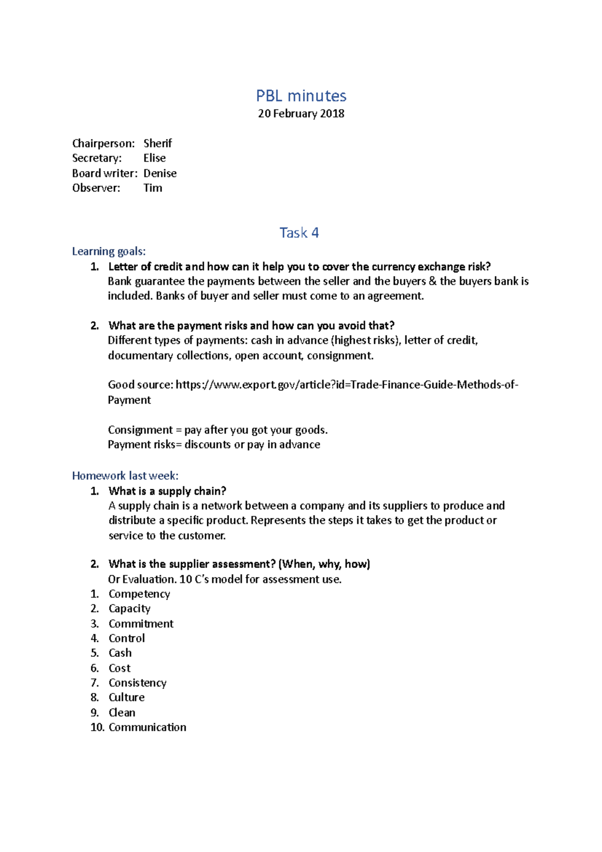 PBL minutes 20 February 2018 - PBL February Letter of credit and how ...