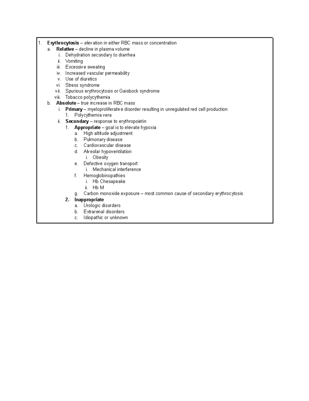 Thematic Classification of RC Defects - Erythrocytosis – elevation in ...