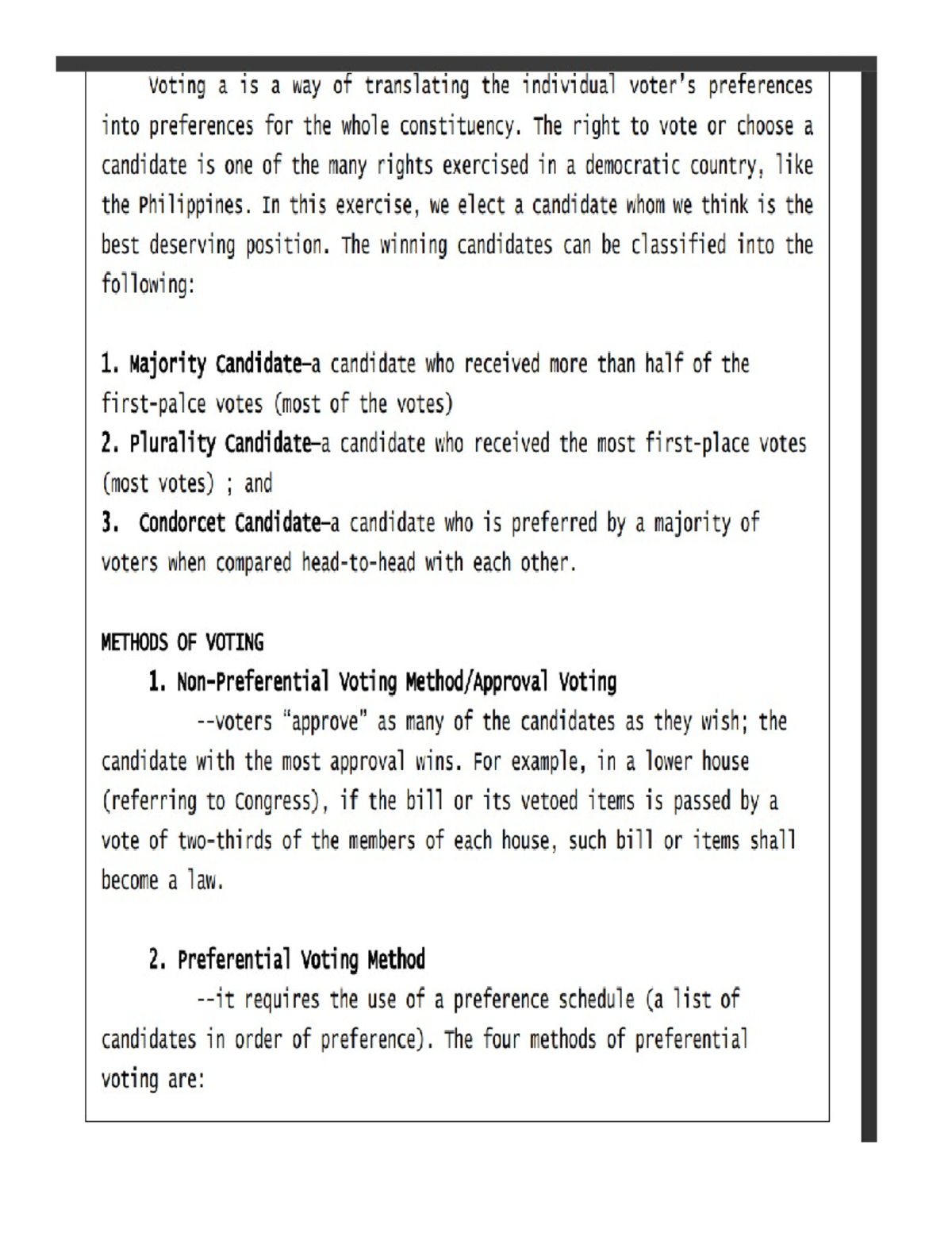 Voting - Gen Math - Voting a is a way of translating the individual ...