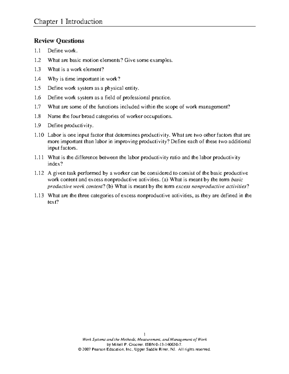 Ch01-Introduction-solutions - 1 Work Systems and the Methods ...