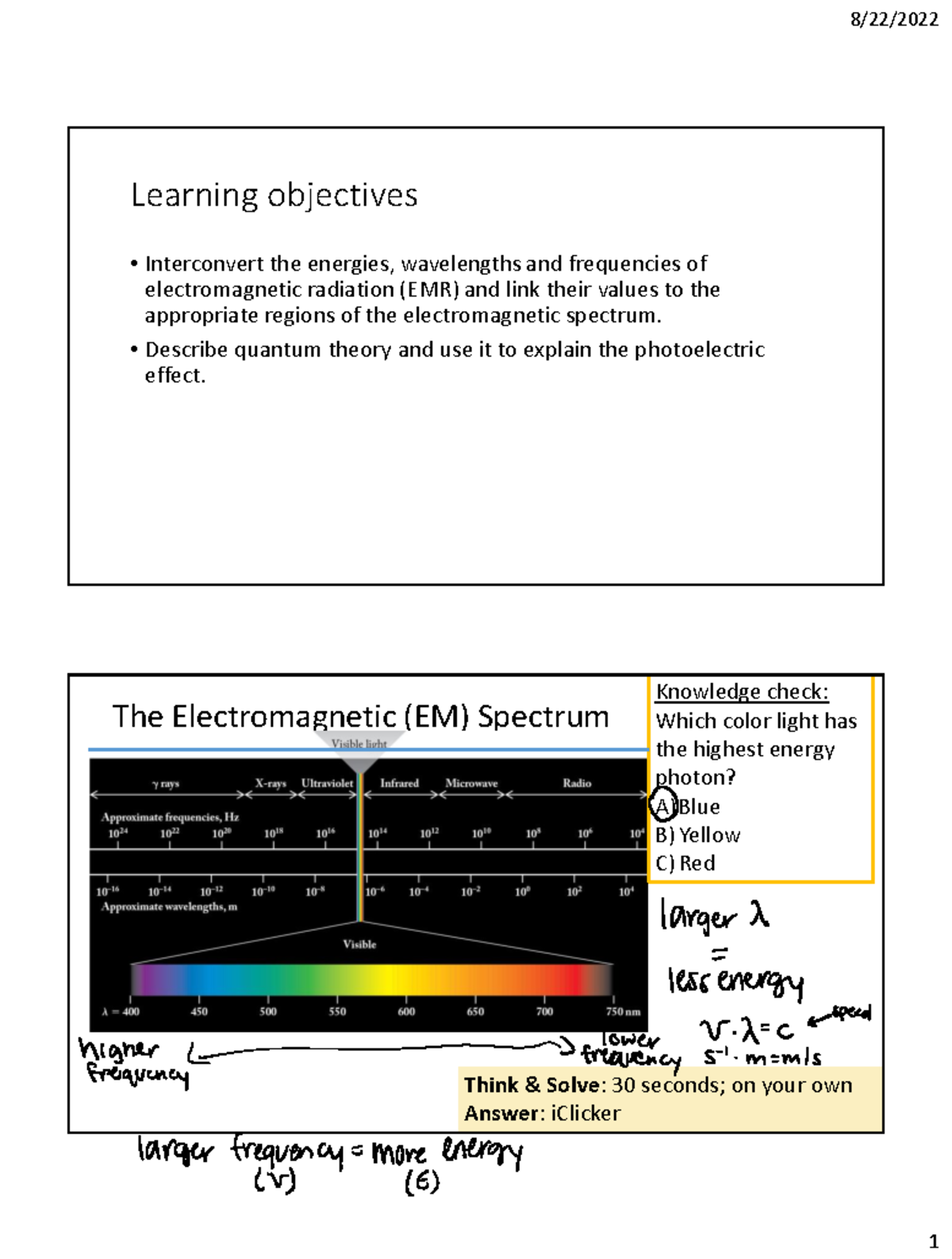 Lecture notes 3 - Learning objectives Interconvert the energies ...
