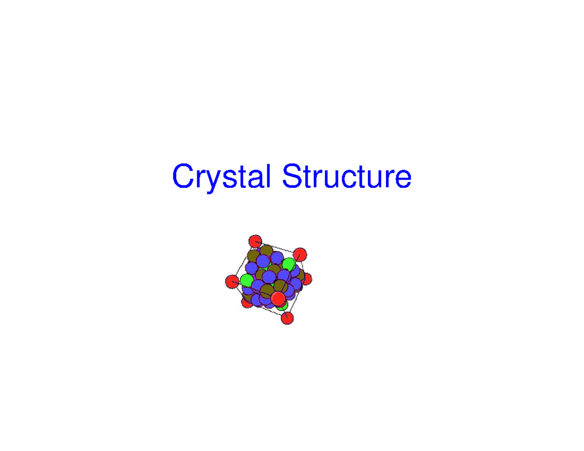 Crystal structure NOTE 2 - Copy - Crystal Structure Preface Crystal ...