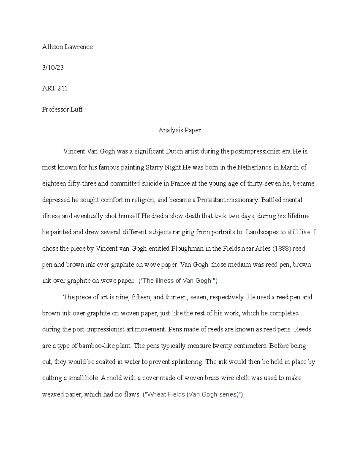 ART 211 Analysis Paper Allison Lawrence 3 10 ART 211 Professor Luft art-211-analysis-paper-allison-lawrence-3-10-art-211-professor-luft