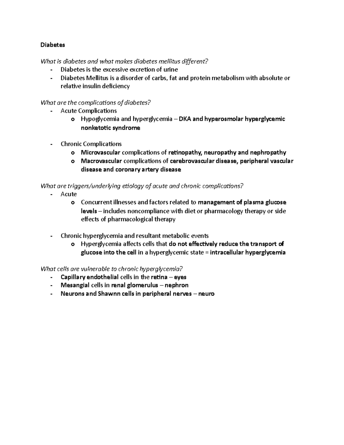 Diabetes - Module notes - Diabetes What is diabetes and what makes ...