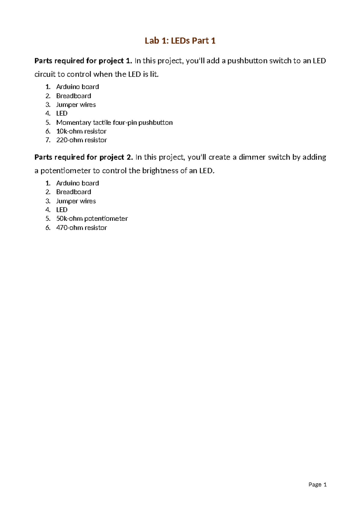 Lab01 LEDs Part1 - Lab09 Installing And Using ESP 8266Wi Fi Module Guide - Lab 1: LEDs Part 1 ...