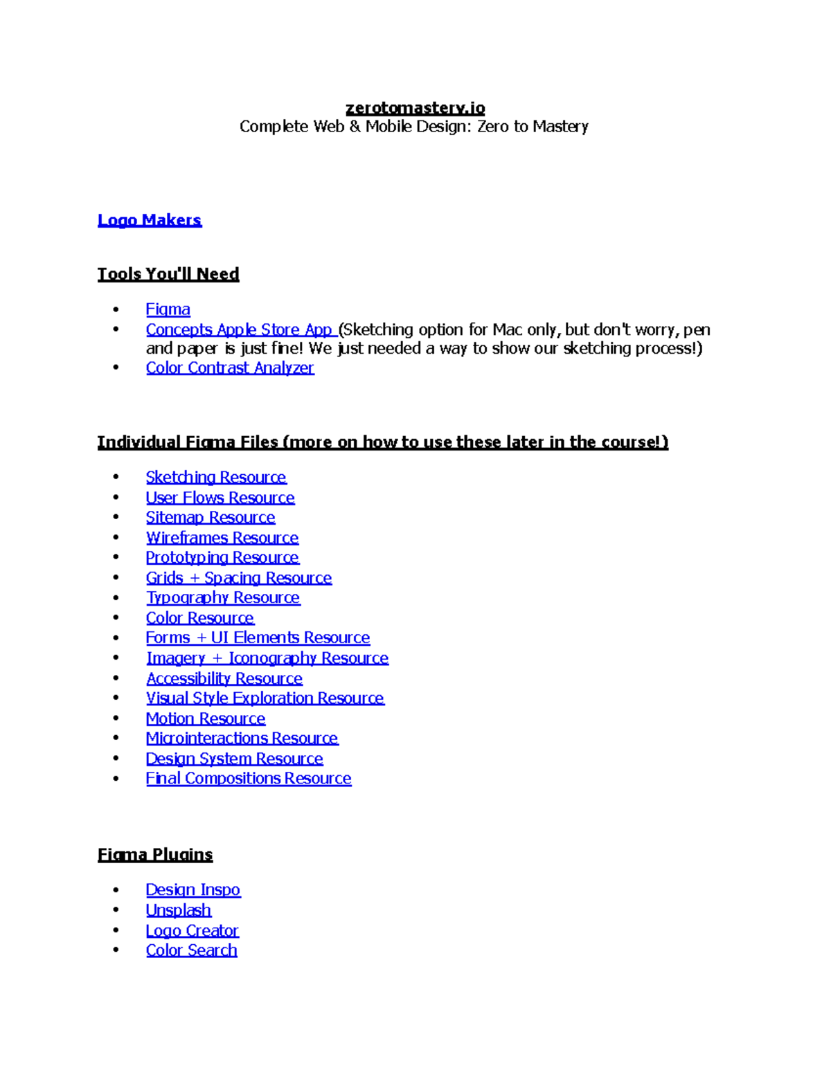 Zerotomastery.io - Design Resources - zerotomastery Complete Web & Mobile Design: Zero to - Studocu