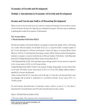 Module 1 Introduction to Economics of Growth and Development- Part 6 ...