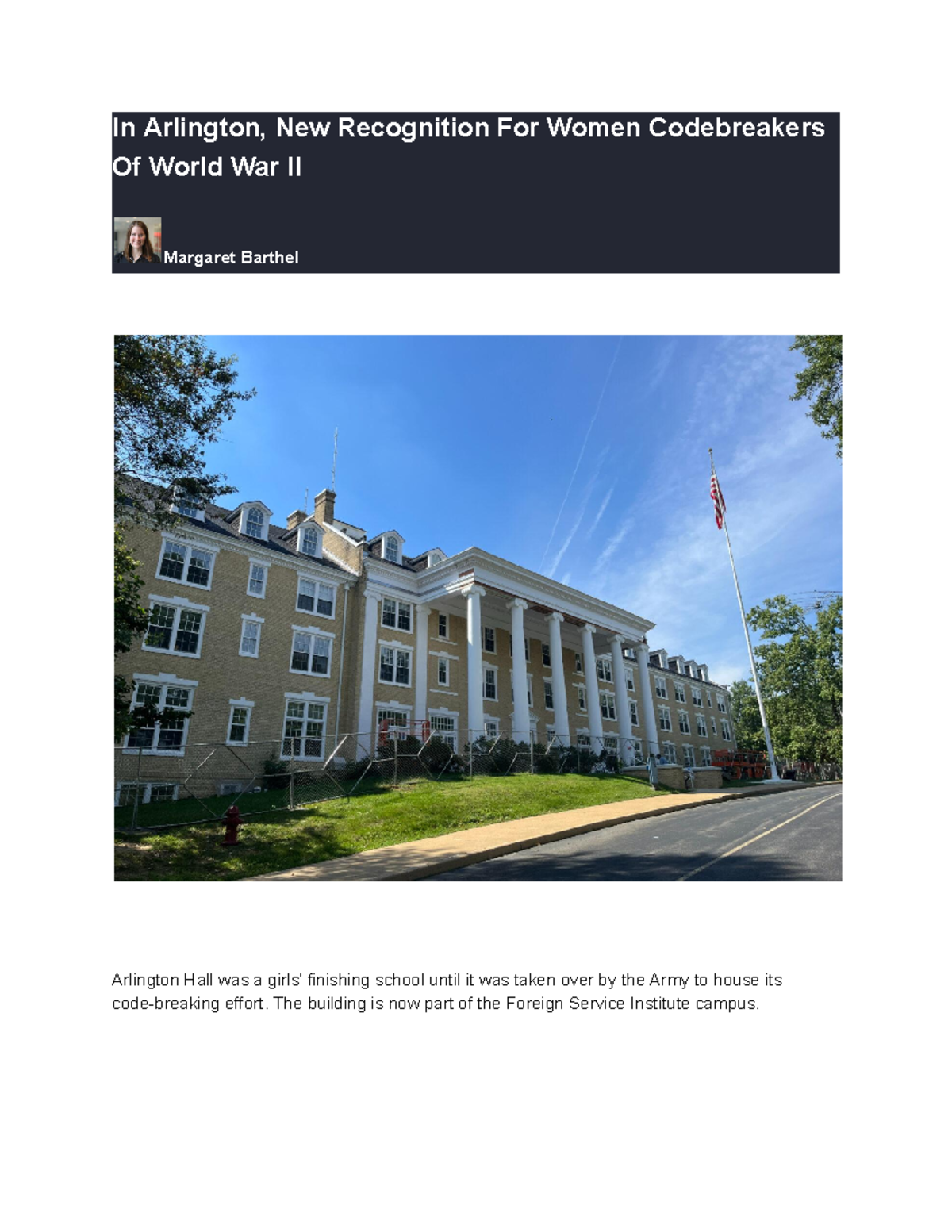 Women Codebreakers Recognition - In Arlington, New Recognition For ...