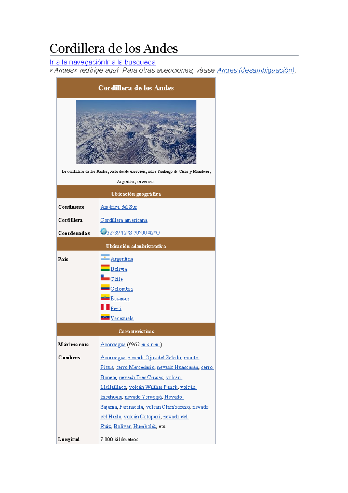 Cordillera de los Andes - Para otras acepciones, véase Andes ...