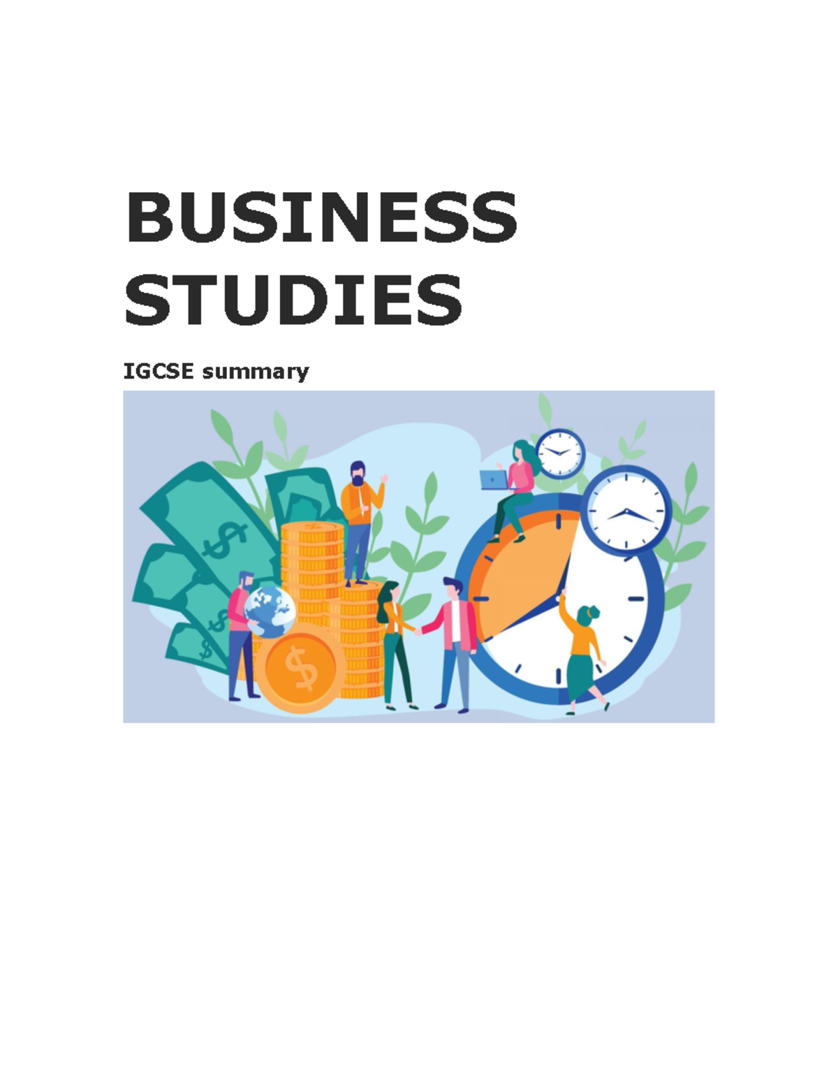 Business 1 - Summary - BUSINESS STUDIES IGCSE summary TABLE OF CONTENT ...