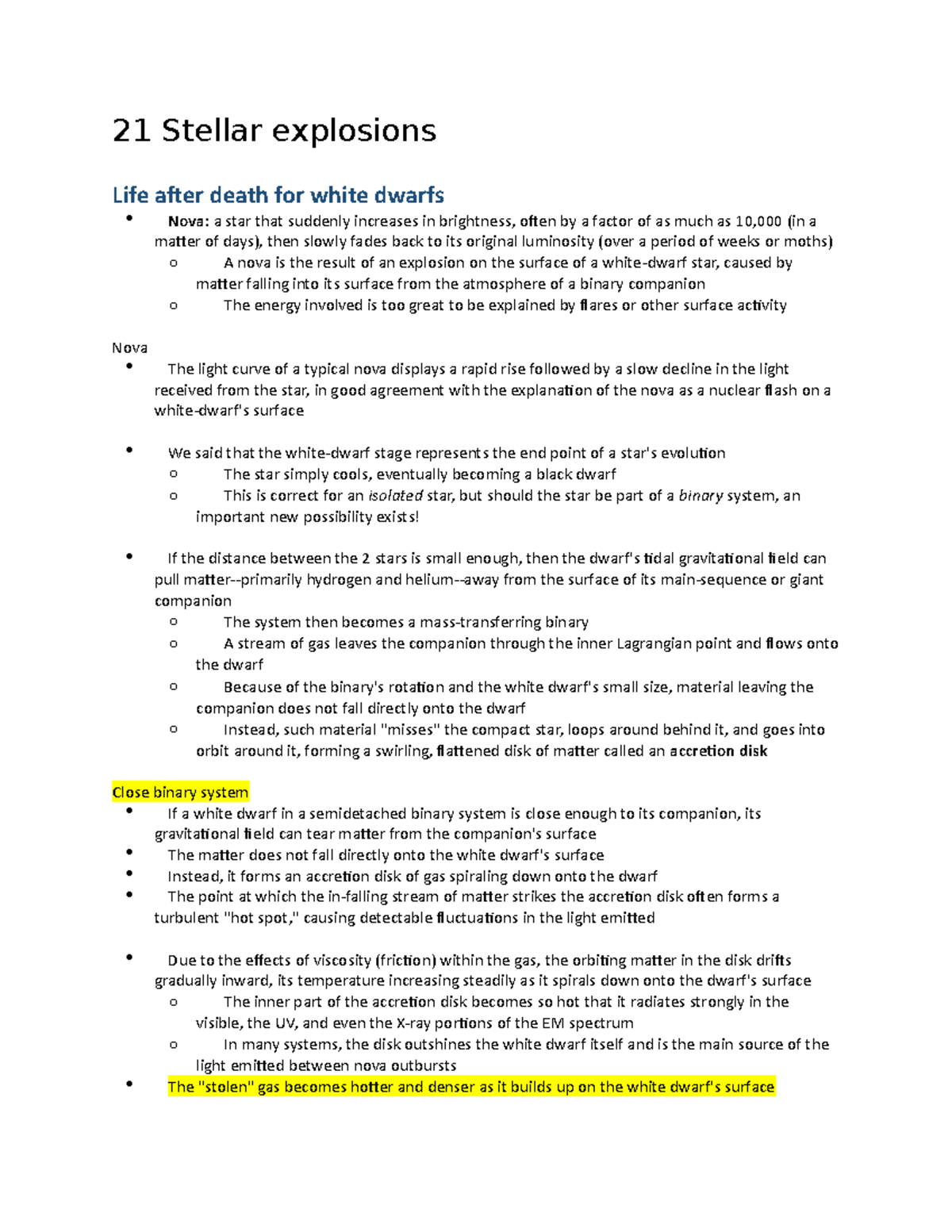 21 Stellar explosions - 21 Stellar explosions Life after death for ...