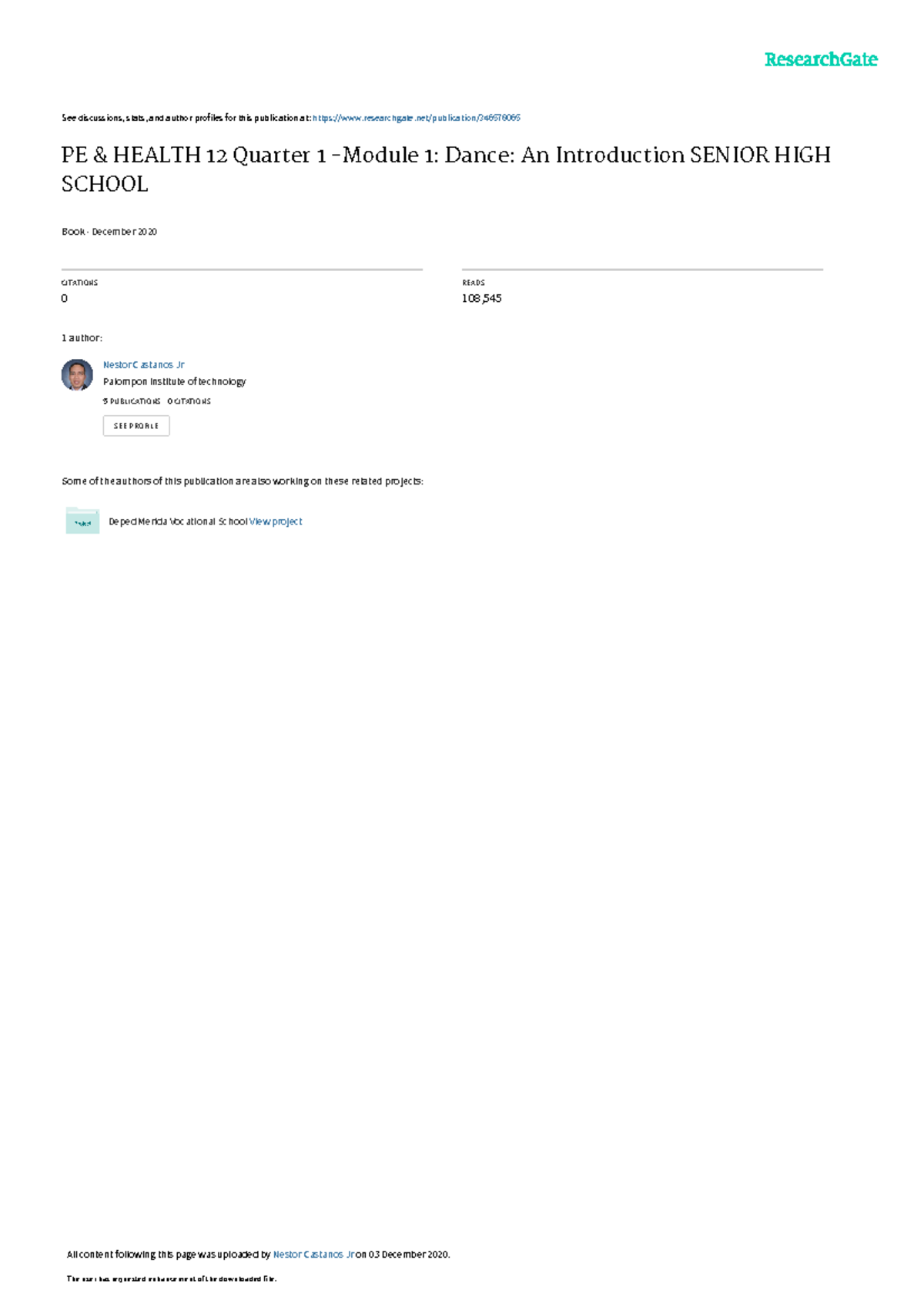 Physical education and Health Module 1 grade 12 Quarter 1 - See ...