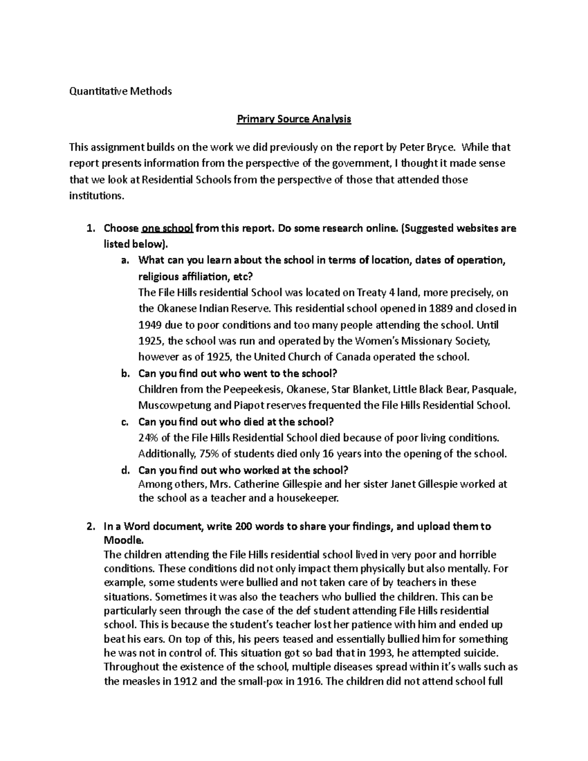 Primary source analysis - Quantitative Methods Primary Source Analysis ...