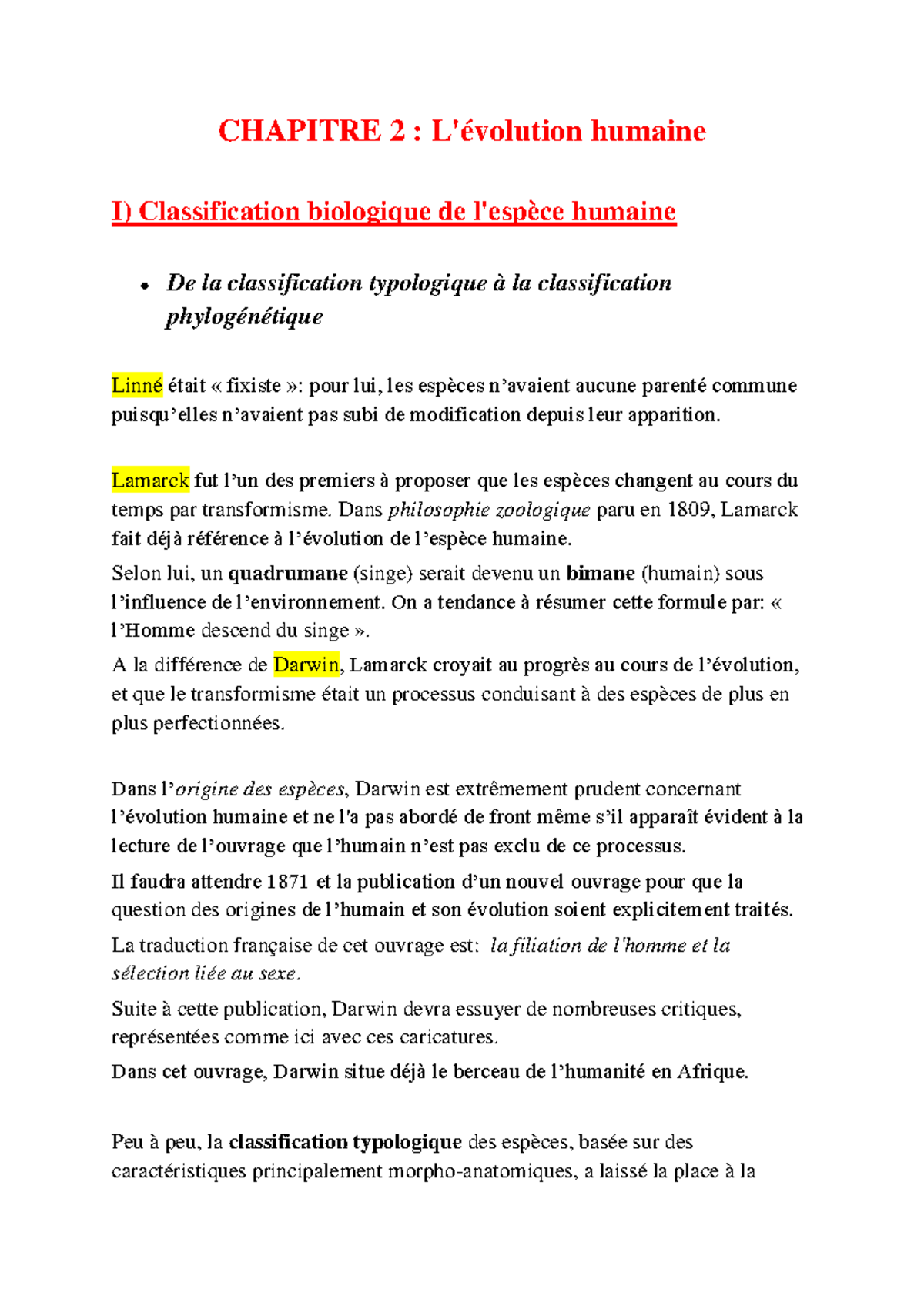 P1CH2 L évolution humaine - CHAPITRE 2 : L'évolution humaine I ...
