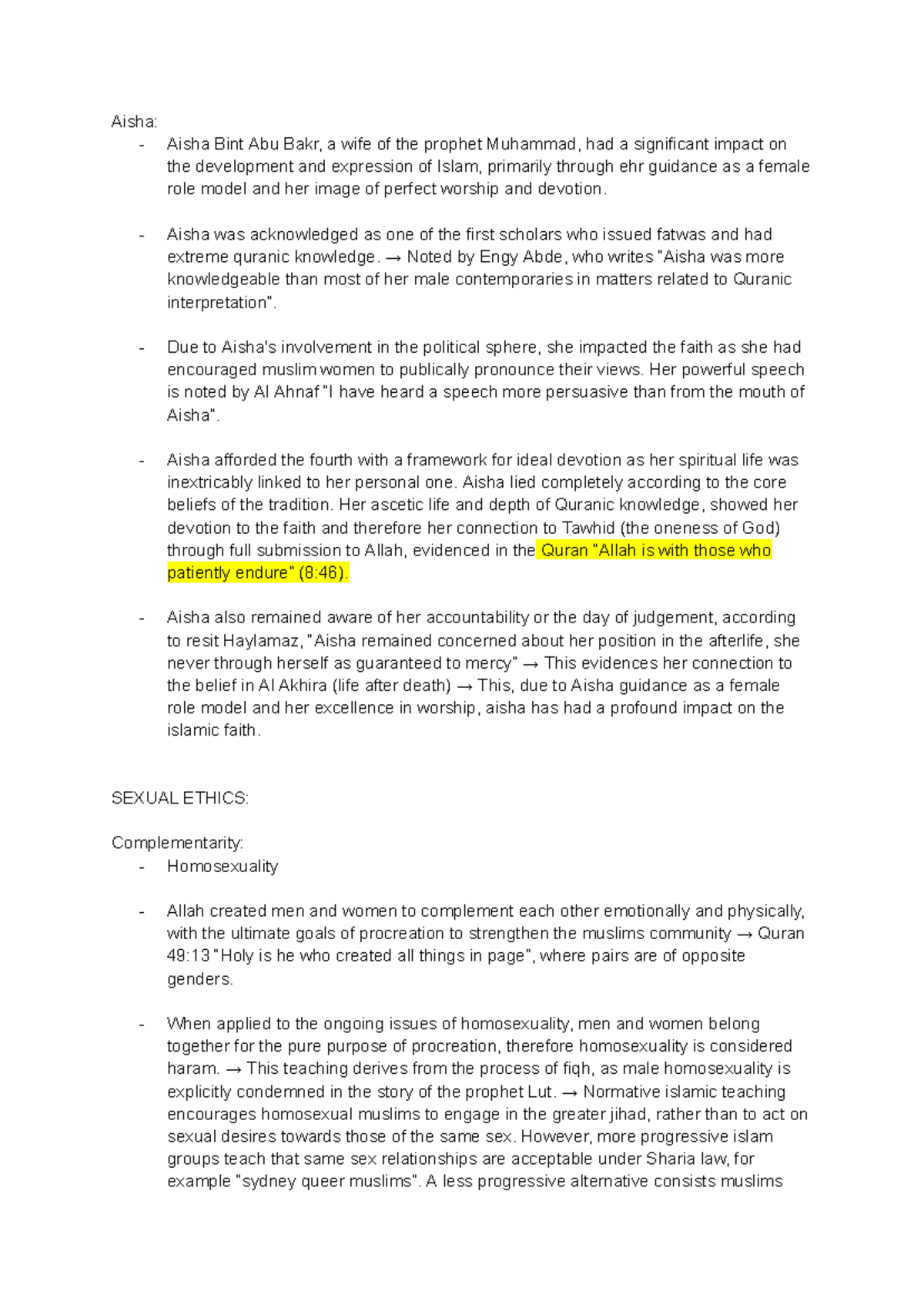 Islam - Aisha, sexual ethics - Aisha: - Aisha Bint Abu Bakr, a wife of ...