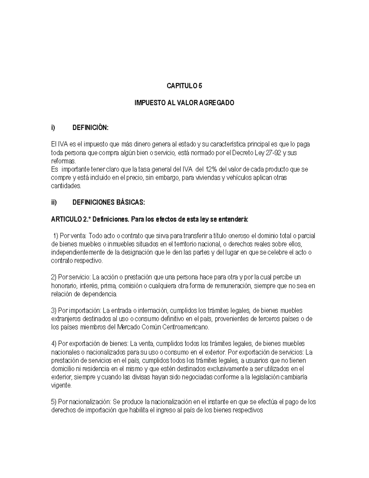 Capitulo 5 IVA - iva - CAPITULO 5 IMPUESTO AL VALOR AGREGADO i ...