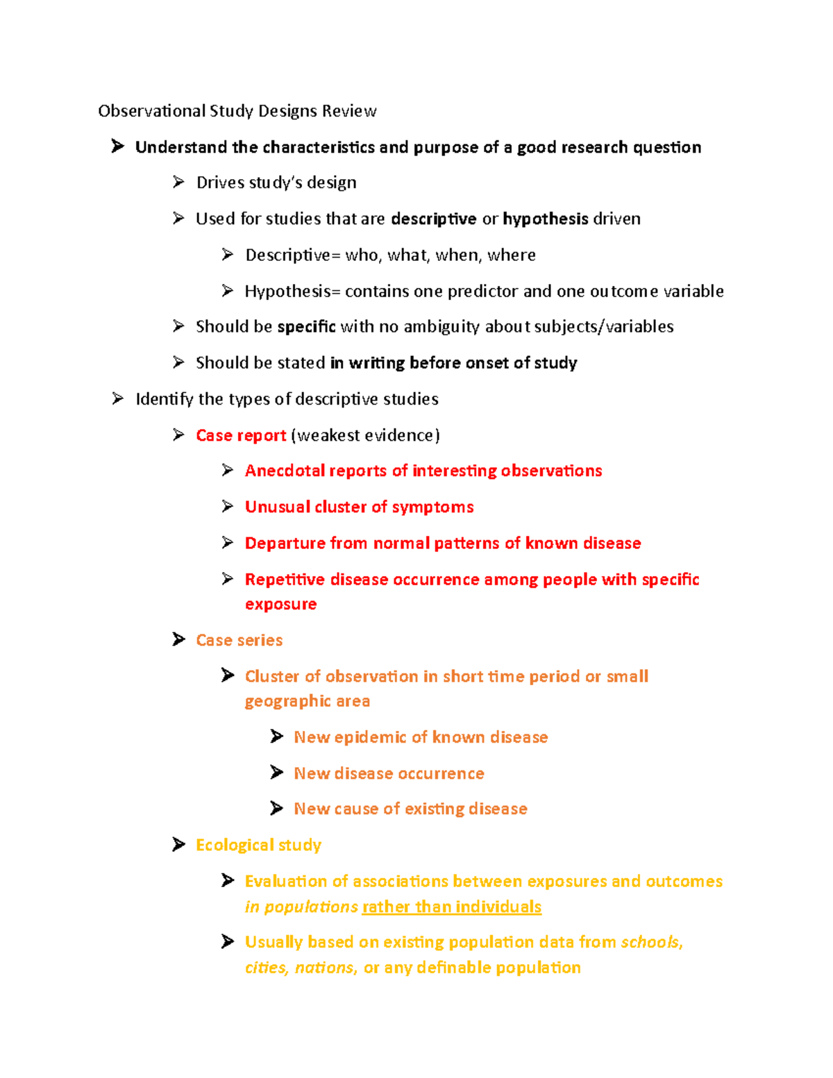 Observational Study Designs Review - First divide into two groups ...