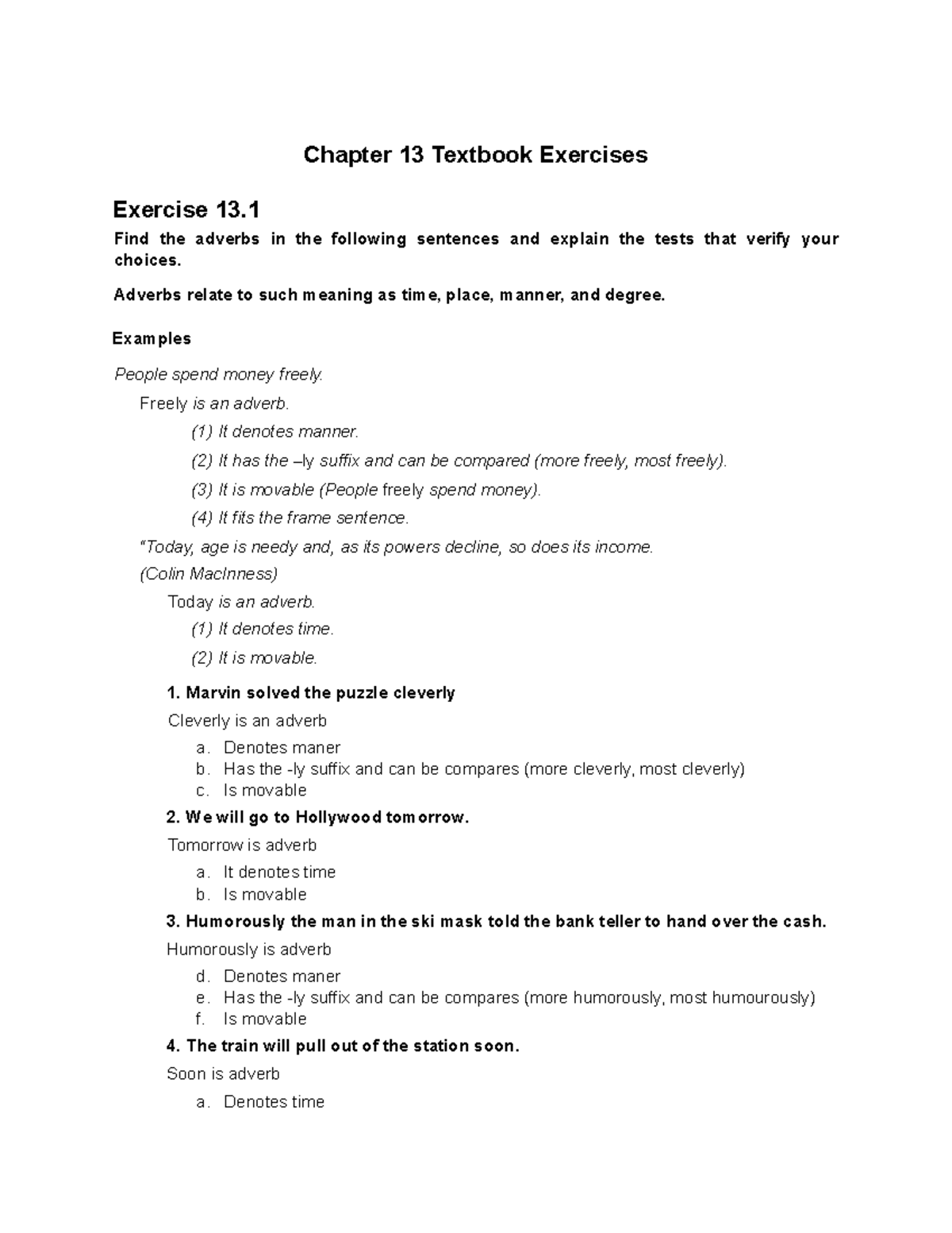 Chapter 13 Textbook Exercises - Chapter 13 Textbook Exercises Exercise ...