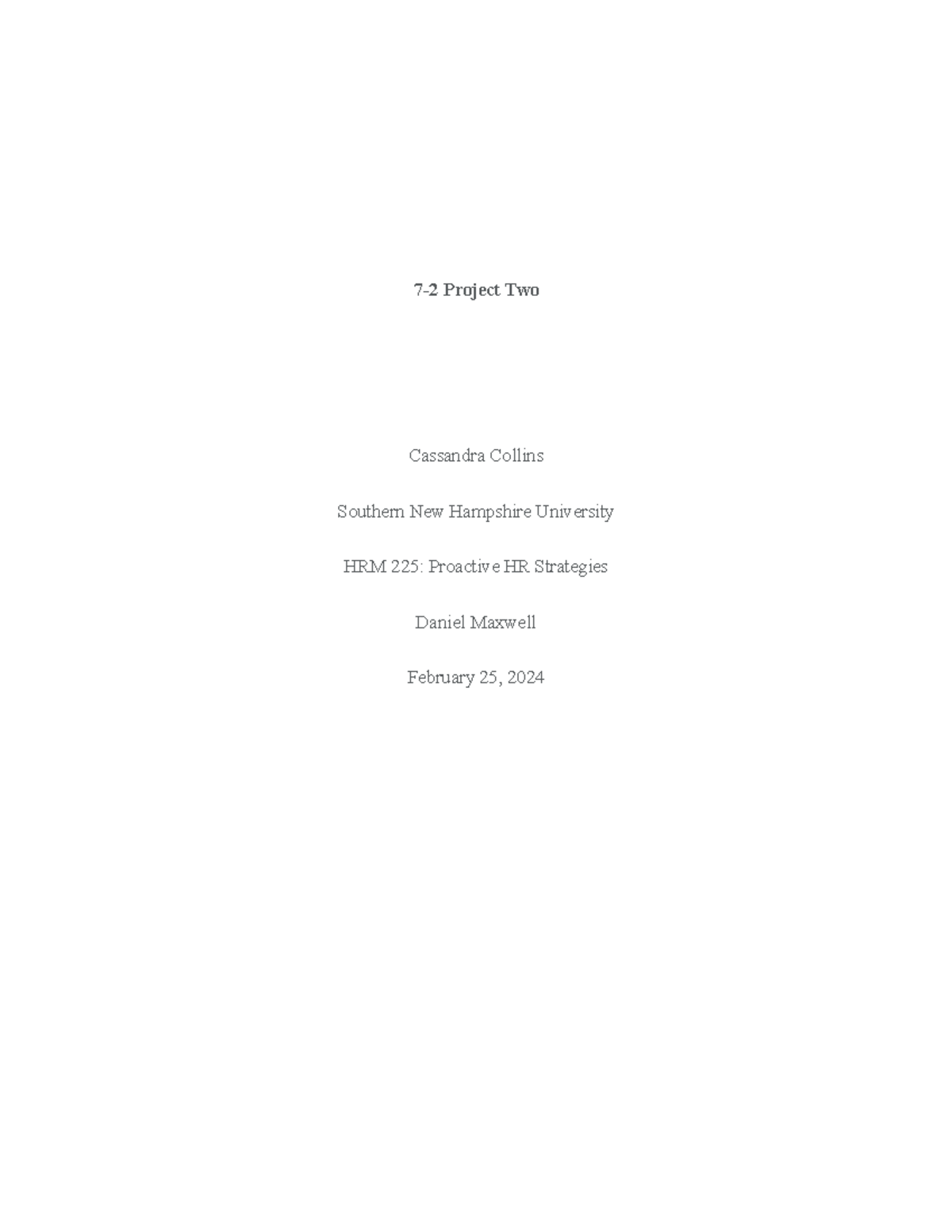 CC- Project Two - hrm 225 work - 7-2 Project Two Cassandra Collins ...