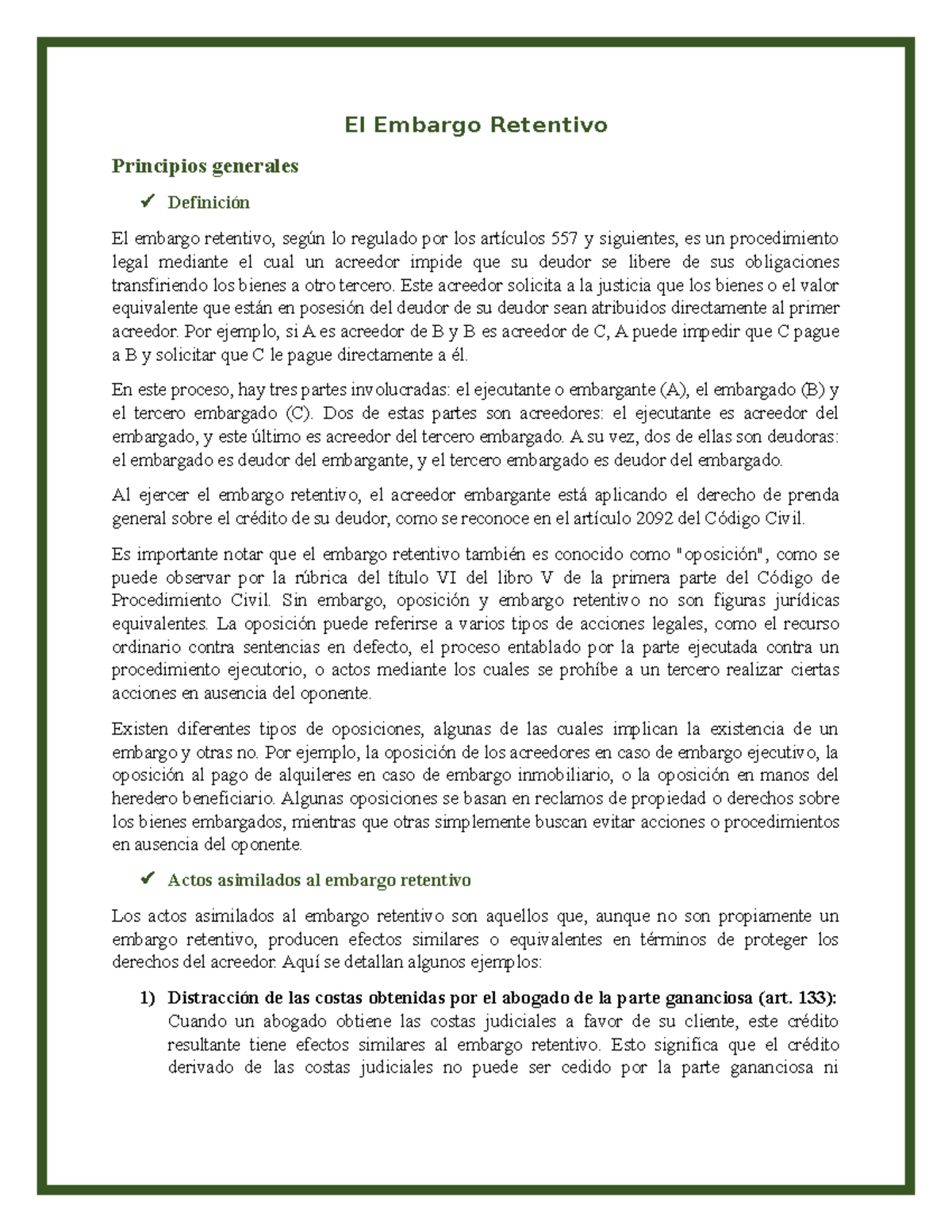 El Embargo Retentivo - El Embargo Retentivo Principios generales ...