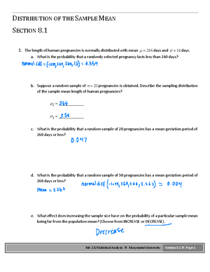 Math handout 4.1 - MA 132 Statistical Analysis Marymount University ...