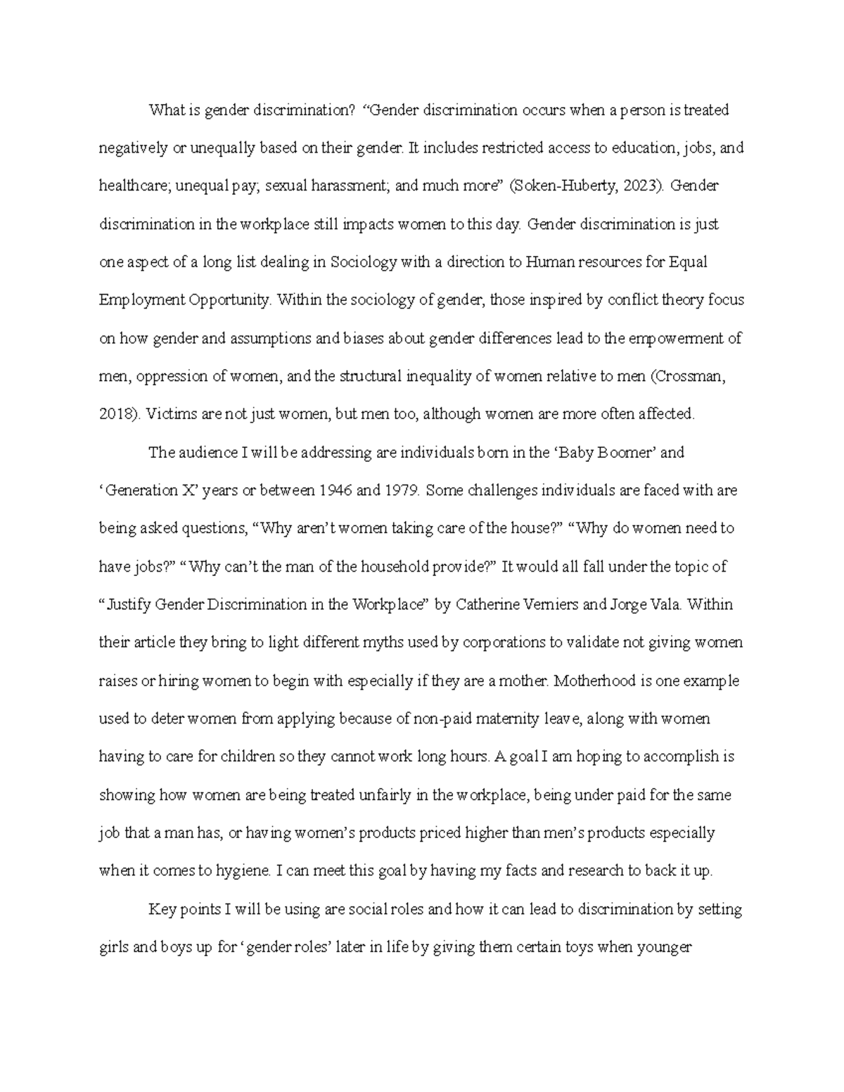 3-6 Project One- Writing Plan - What is gender discrimination? “Gender ...